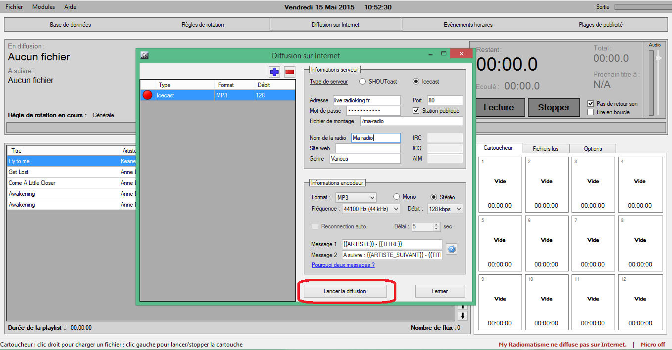Diffuser avec My Radiomatisme – Centre d'aide RadioKing